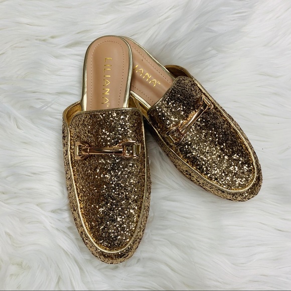 Shoes | Gold Glitter Mules | Poshmark